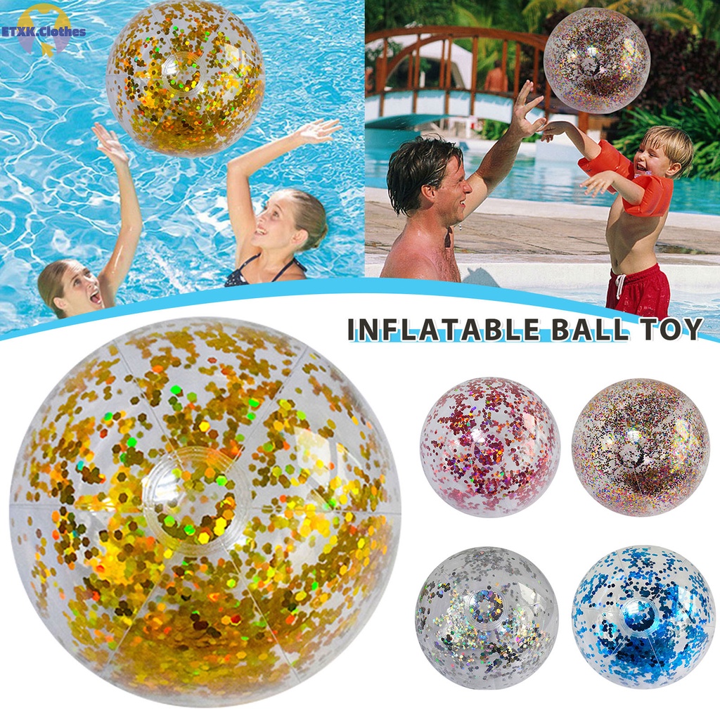 24"/16" Large Inflatable Glitter Pool Beach Ball for Summer Beach Pool ...