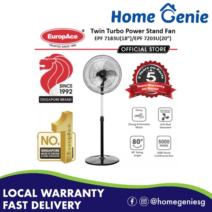 EuropAce 18" Power Stand Fan EPF 7183U | Shopee Singapore