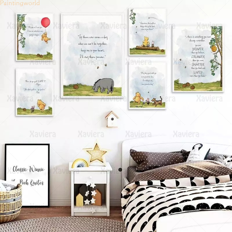 Framed Classic Winnie The Pooh Quotes Posters Print Cartoon Animals ...