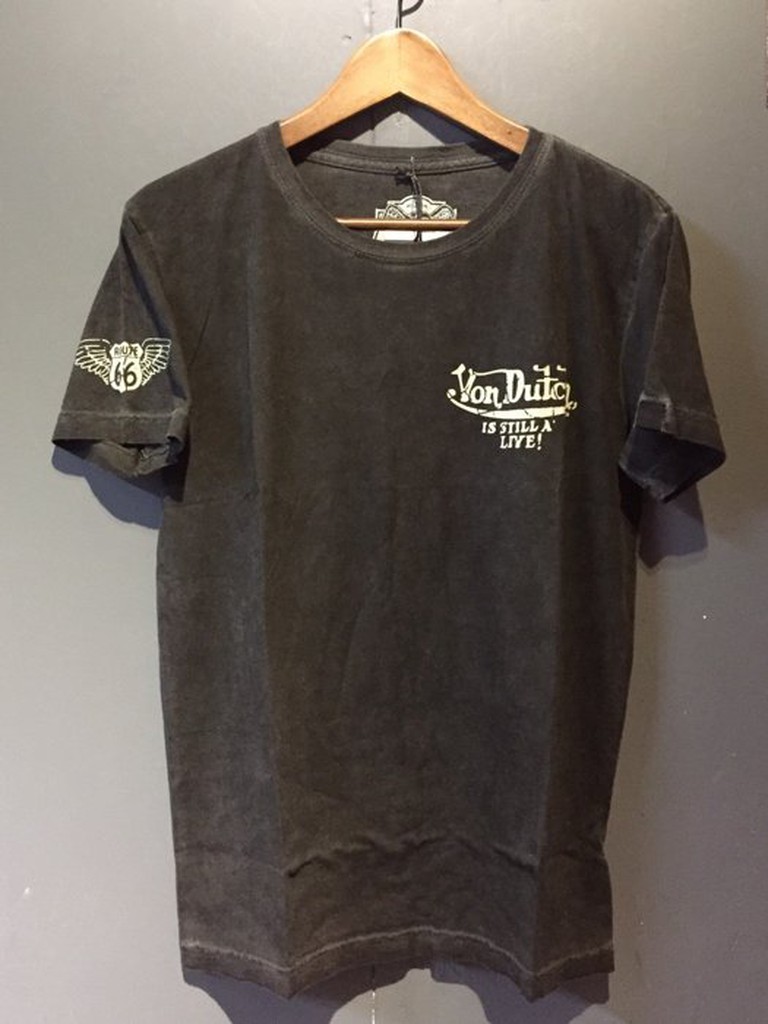 American Trendy Brand Von Dutch MENS TEE SSK014-BLACK OIL WASH (BLACK ...