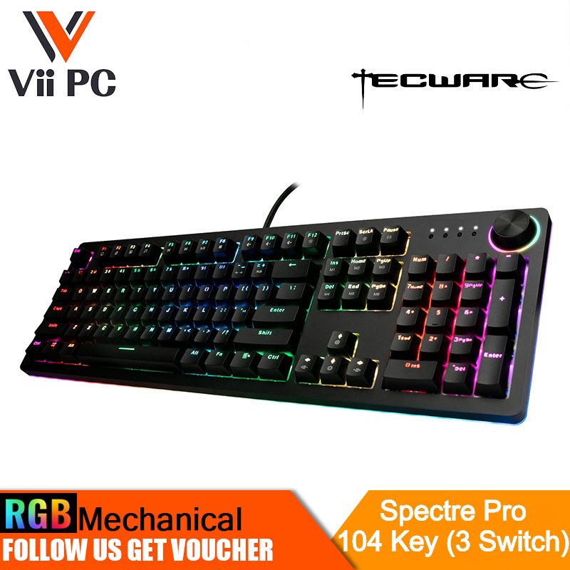 Tecware Spectre Pro, RGB Mechanical Keyboard w/ Underglow 104-Key (3 ...