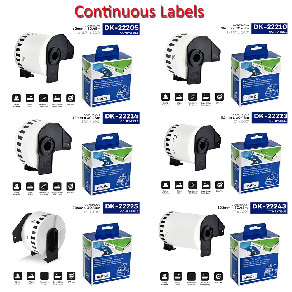 1Roll DK-22205 Continuous Address Thermal Paper Label Roll DK22205 DK ...