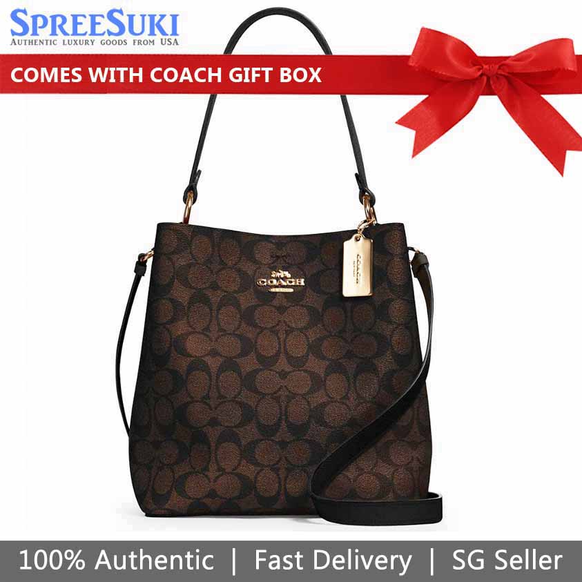Coach Handbag In Gift Box Crossbody Bag Town Bucket Bag In Signature ...