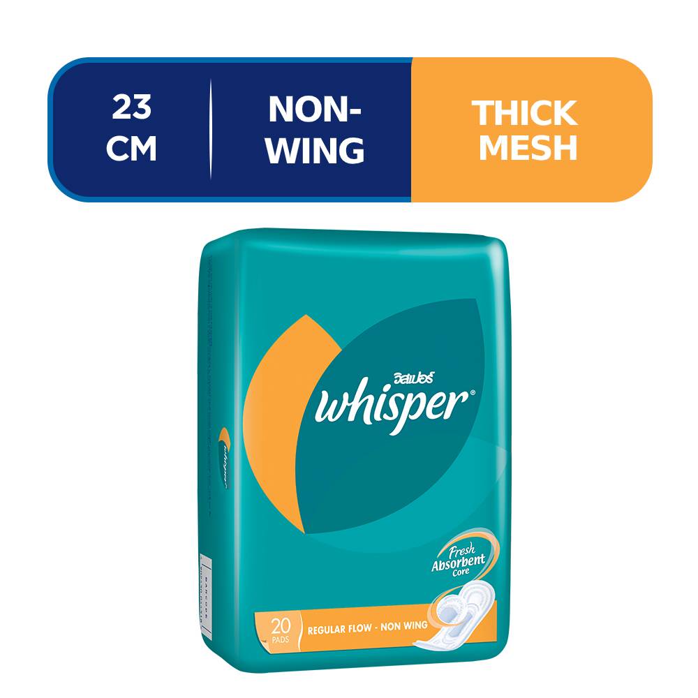 Whisper Thick Sanitary Pad Non-wings 23cm 20pc | Shopee Singapore