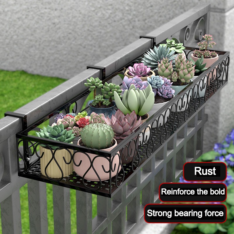 Plant Rack Balcony Flower Rack Wrought Iron Railing Flower Pot Holder ...