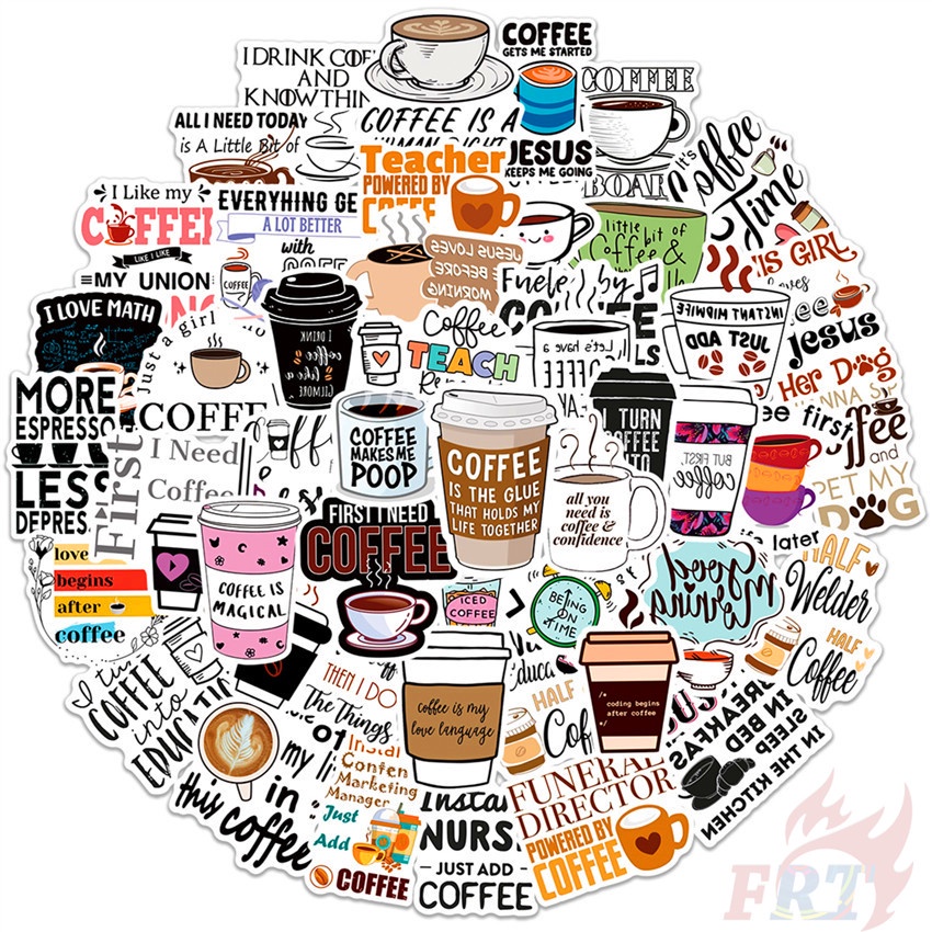 45Pcs/Set Healing Coffee Stickers Waterproof DIY Fashion Decals Doodle ...