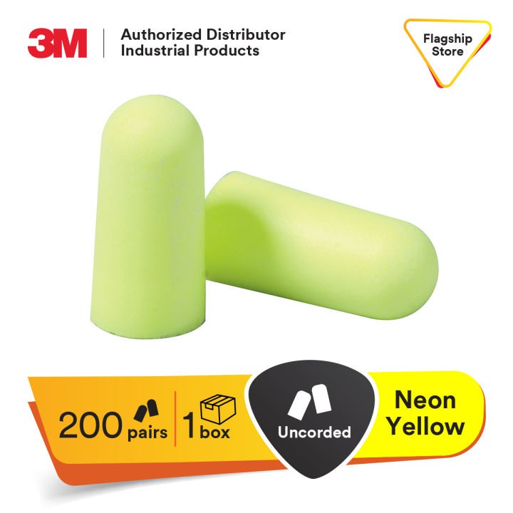 3M E-A-Rsoft Yellow Neons Earplugs 312-1250, Uncorded, Poly Bag (200pr ...