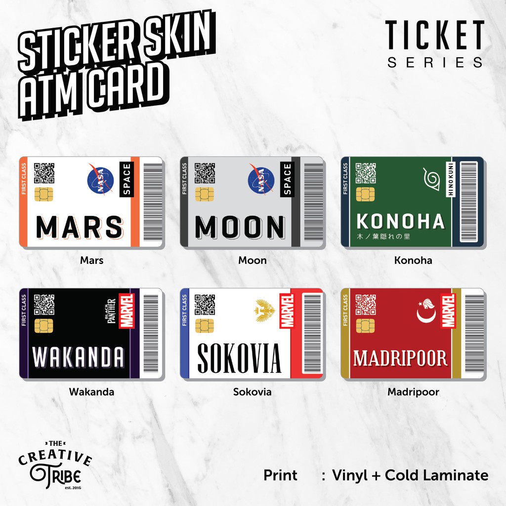 Skin Card Ticket Sticker - Vinyl ATM Debit Credit Emoney Flazz Boarding ...