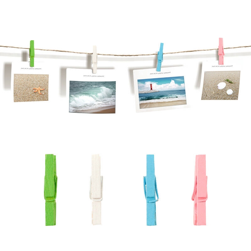 100Pcs Colorful Wooden Clips Natural Wood Clamp Picture Clips Mini ...