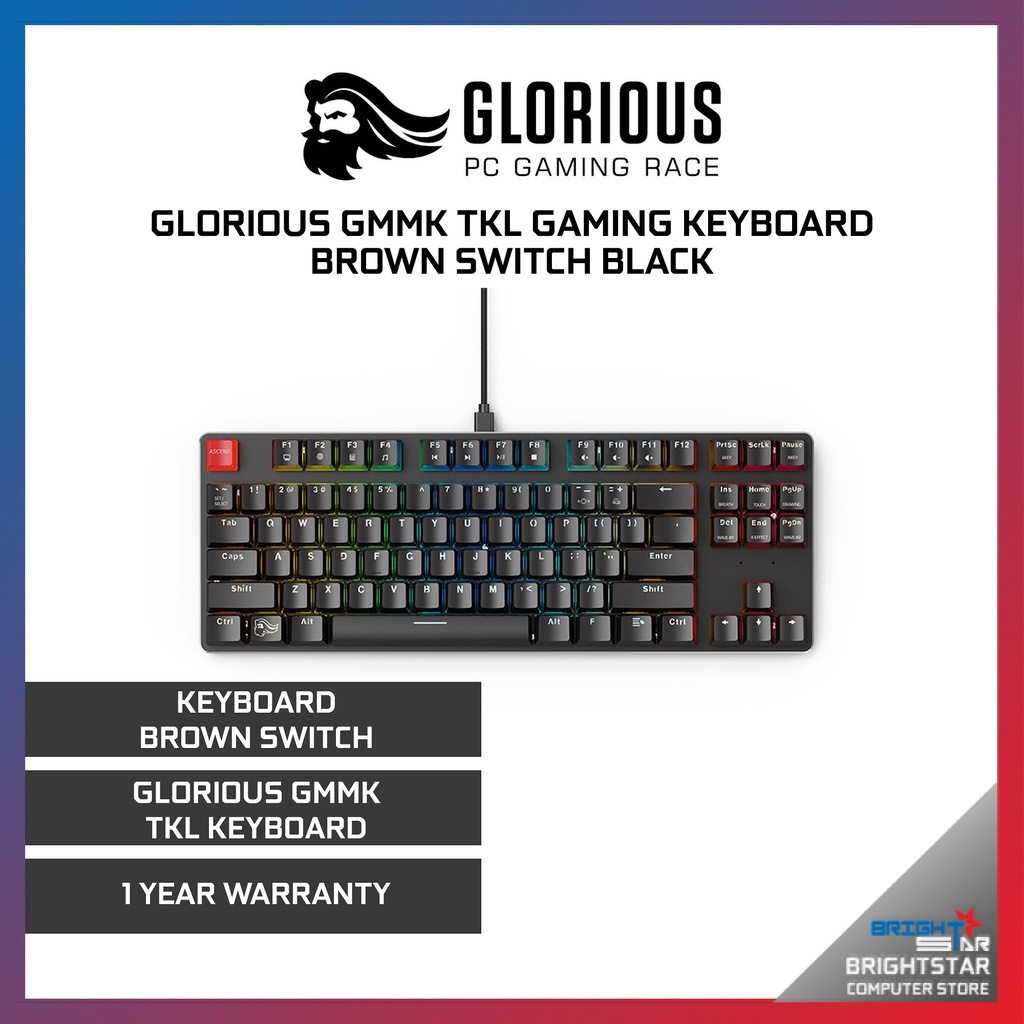 Glorious GMMK TKL Gaming Keyboard Brown Switch Black / White Ice ...