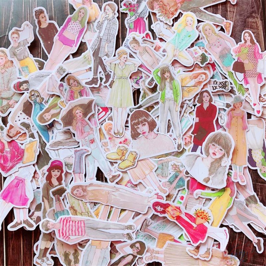 100Pcs/Set Mori Girl Series B Stickers Waterproof DIY Fashion Decals ...