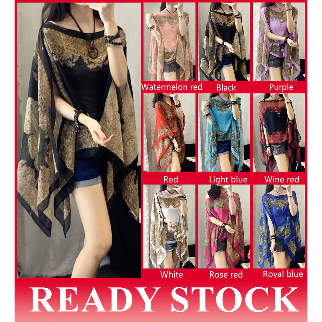 READY STOCK Women Chiffon Scarf Lightweight Scarves Fashion Floral ...