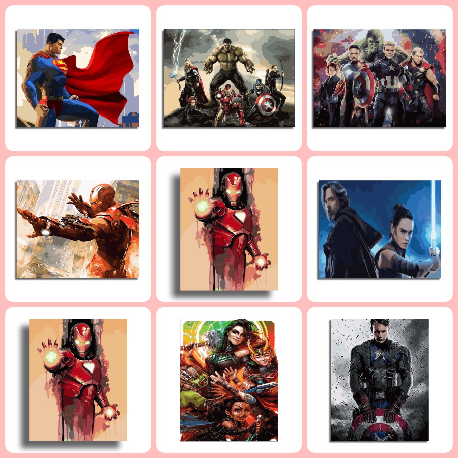 XJPXZ 40X50cm~Marvel Hero Iron Man Captain America~ Paint By Number/ No ...