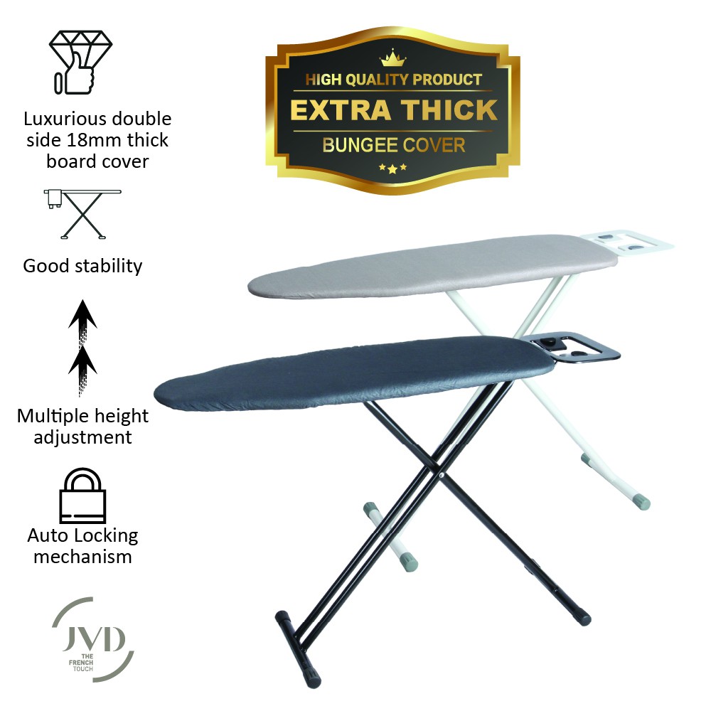 JVD Prestige Ironing Board With Iron Rest, double sided bungee cover ...