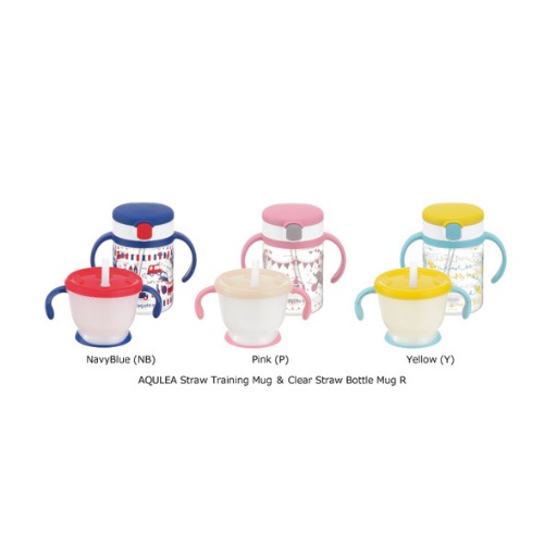 Richell AQULEA Straw Training Mug ＆ Clear Straw Bottle Mug Set | Shopee ...