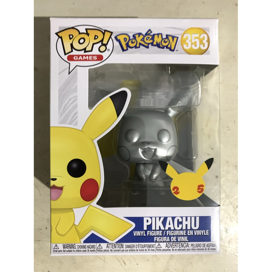 Funko POP! Games: POKEMON 25th Anniversary - Pikachu (Silver Metallic ...