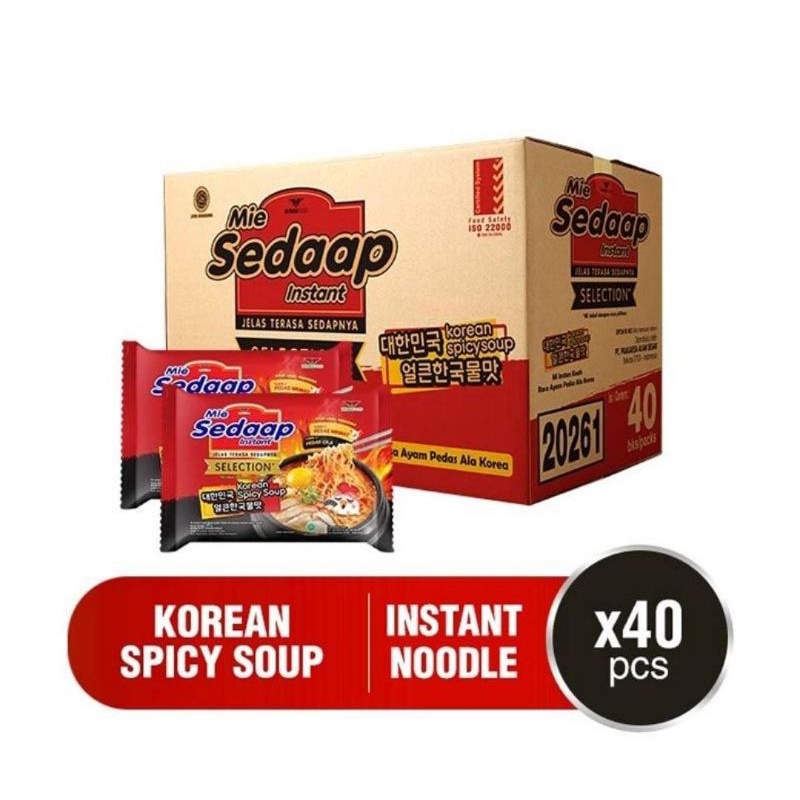 Mie Sedap Korean Spicy Soup 1 box contains 40 pcs / Sedaap Korean Spicy ...