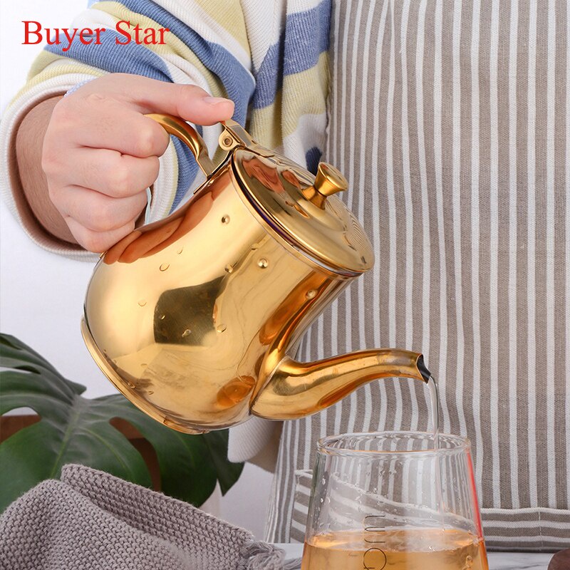 500ML Multi-Used Gold ounce pot stainless steel teapot with filter Leak ...