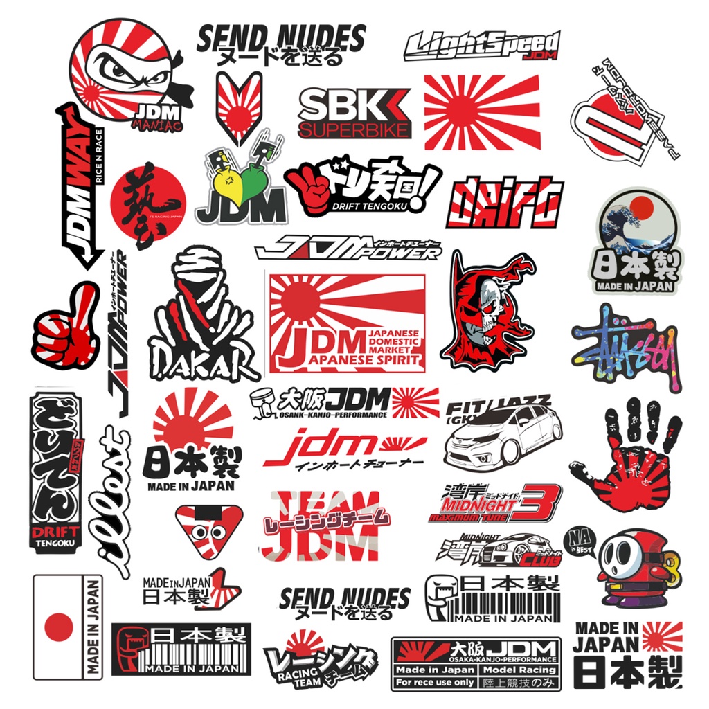 40pcs/bag mix design JAPAN JDM sticker for motorcycle decals waterproof ...