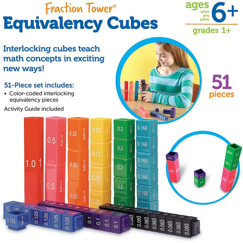 Learning Resources Fraction Tower Cubes Equivalency Activity Set ...