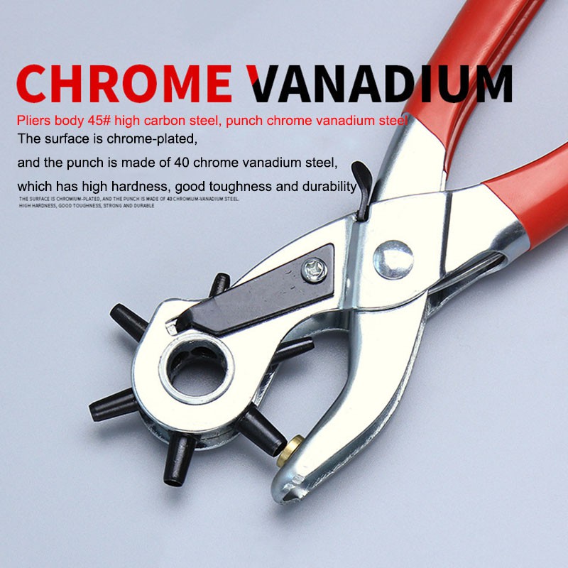 Leather Belt Punch Revolving Leather Eyelet Hole Puncher Plier Craft ...
