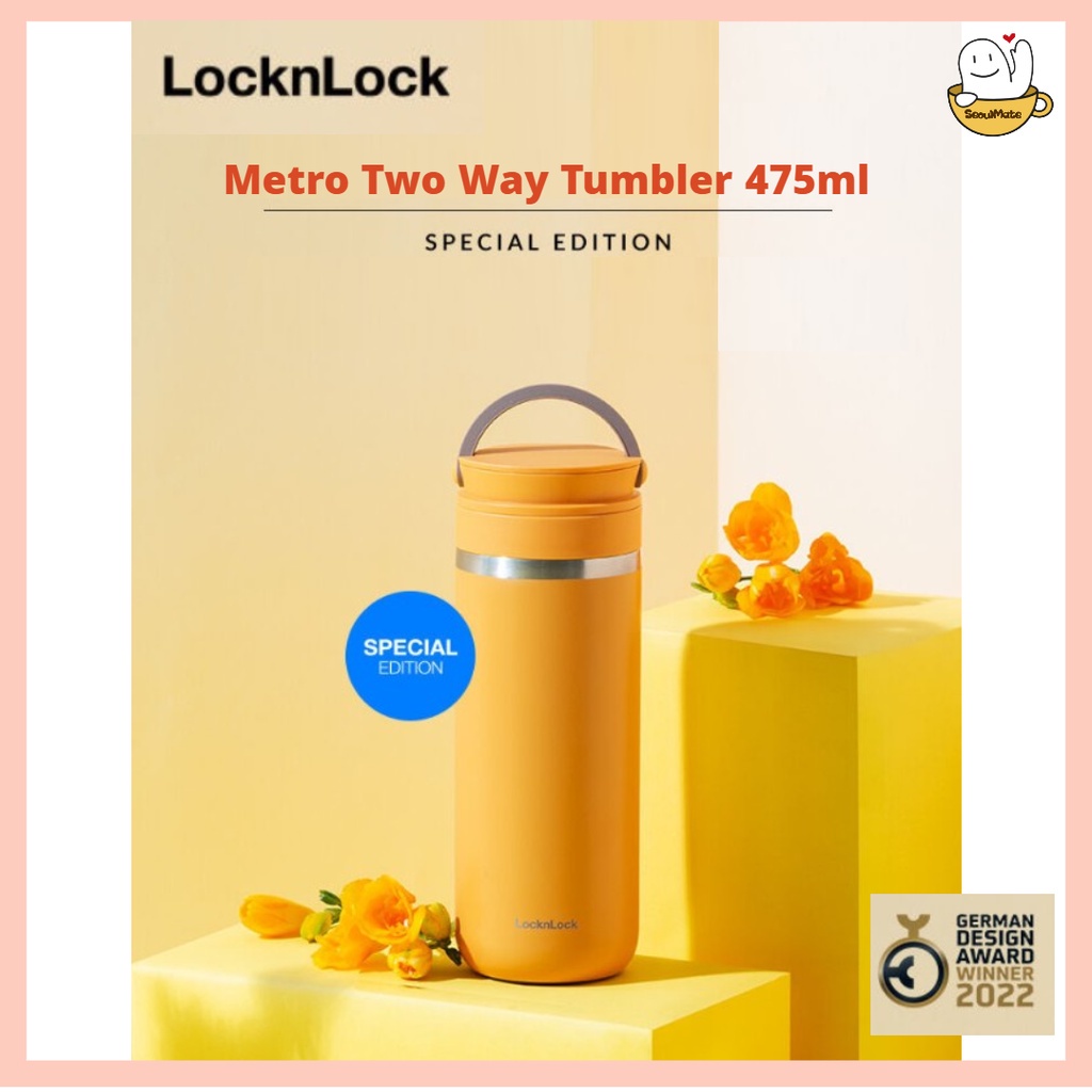 [LocknLock] Metro Two Way Tumbler Special Edition (Yellow) 475ml / Double Vacuum Stainless Steel ...