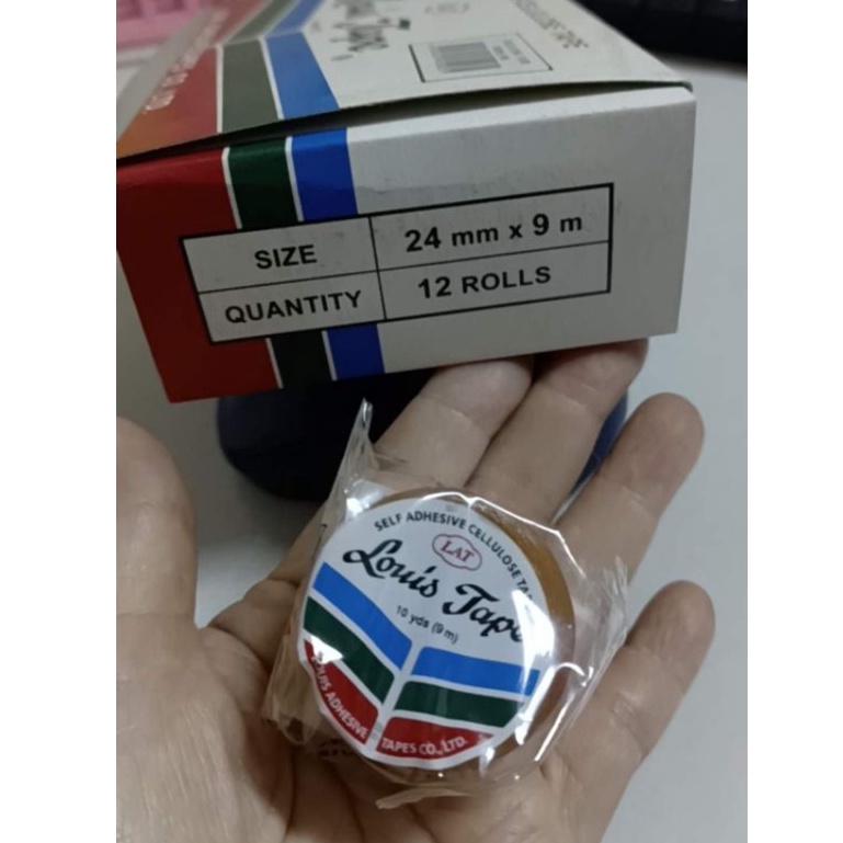 12 rolls Louis Tape, Self adhesive Cellulose tape, 24mm (1 in) x 9m ...