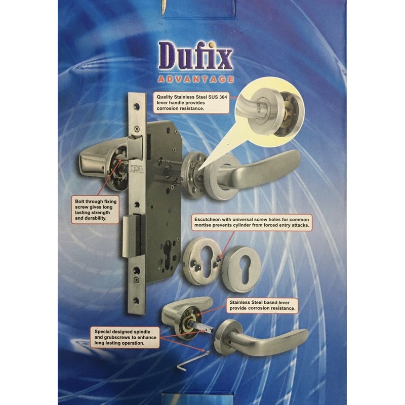 Dufix sus304 stainless steel lever handle mortise door lock | Shopee ...