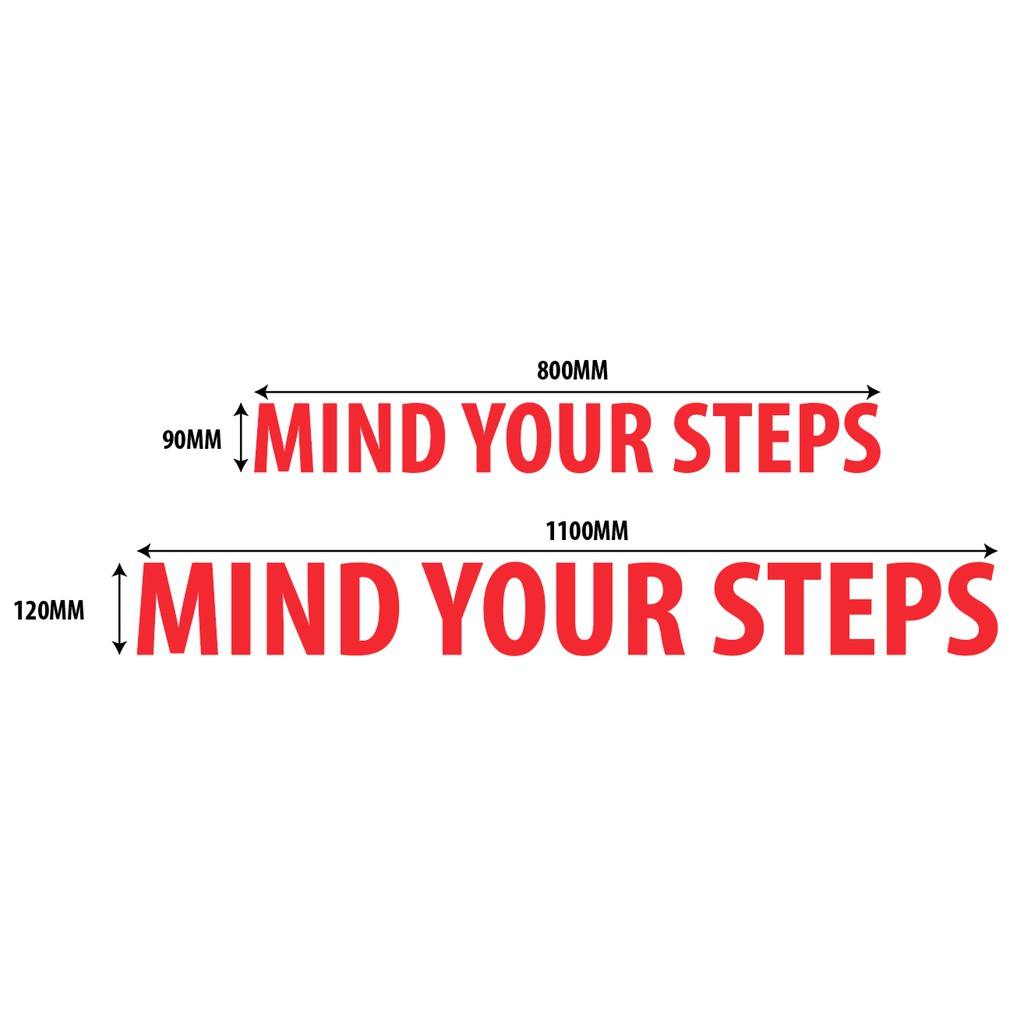 ( 2 PIECE PACK ) MIND YOUR STEPS High Bond Polyester Die Cut Sticker ...