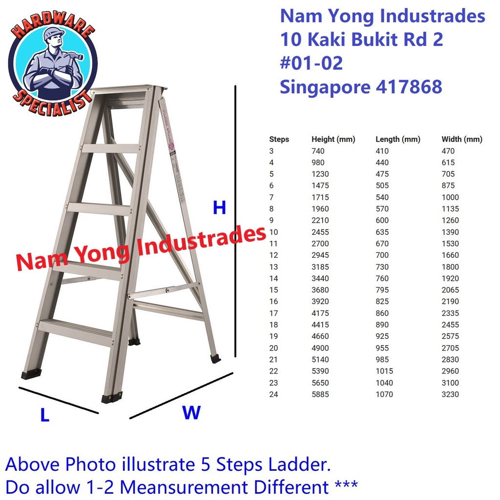 150kg Capacity Aluminum Heavy Duty A Frame Ladder 3 to 7 steps | Shopee ...