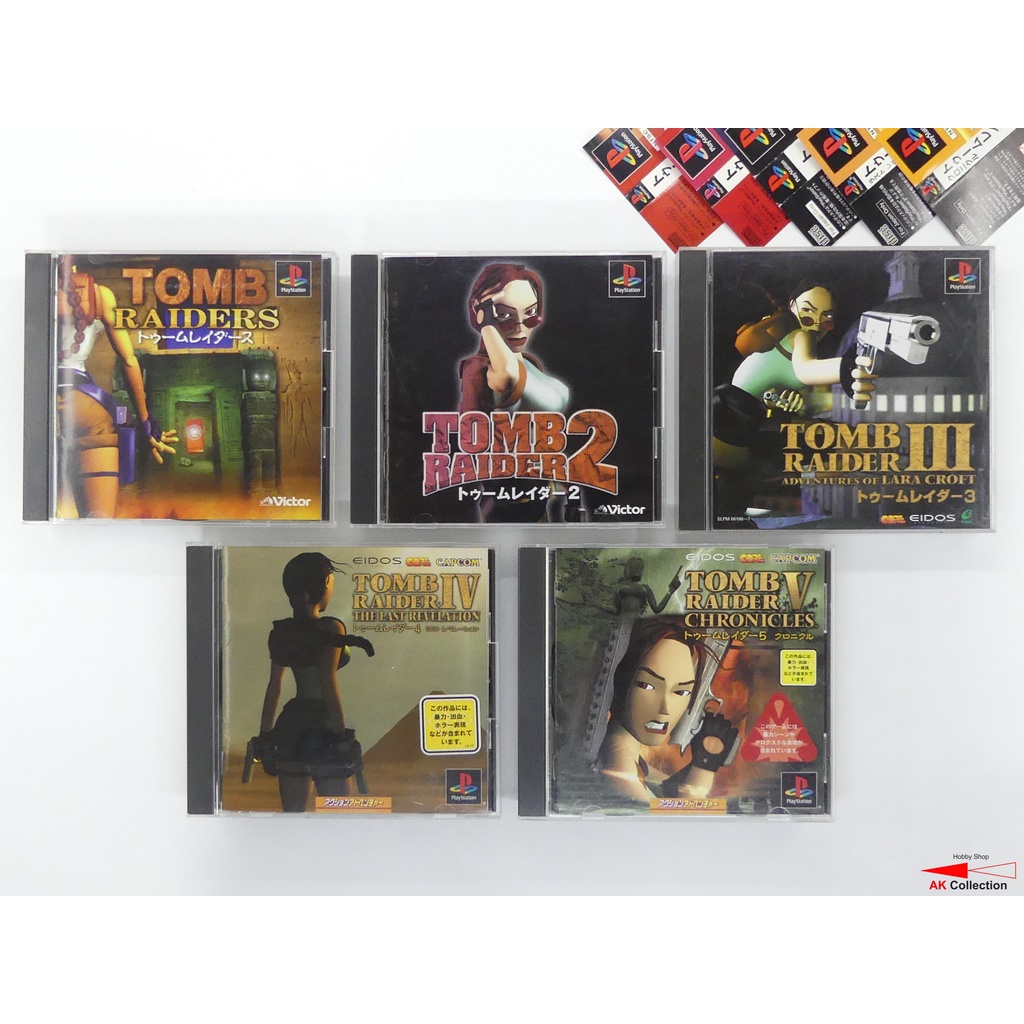 Lot 5 PS1 Tomb Raider 1 2 3 4 5 Set PlayStation Capcom Game JPN with ...