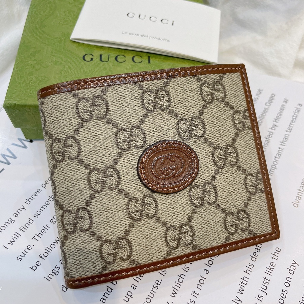 KK SHOP GUCCI Full Screen LOGO Leather Carving Double G Interlocking ...