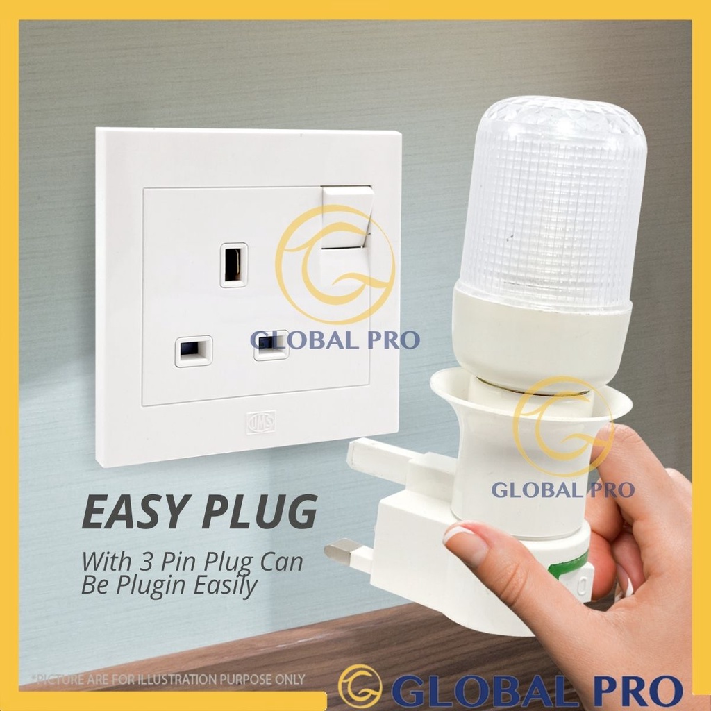 [DUAL BULB SET] E27 LED Bulb with ES27 3 pin Holder Plug Switch Dim ...