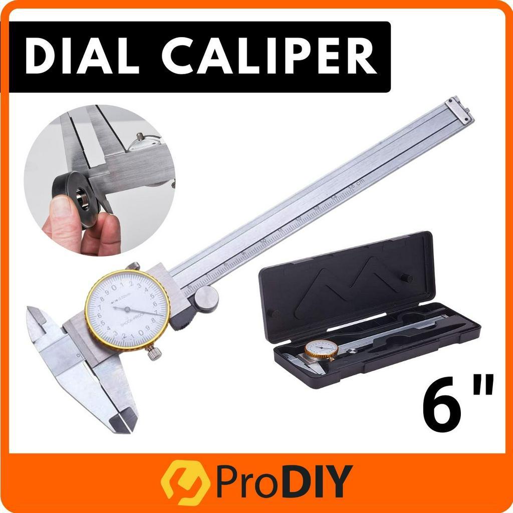 6" Dial Caliper Silver Tone 0.02mm Precision 150mm Dial Vernier Caliper ...