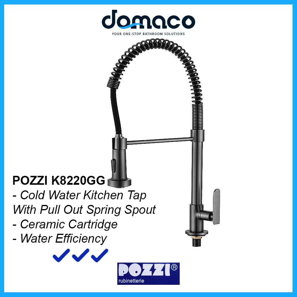 Pozzi K8220GG Gun Grey Pull Out Spring Spout Kitchen Sink Tap | Shopee ...