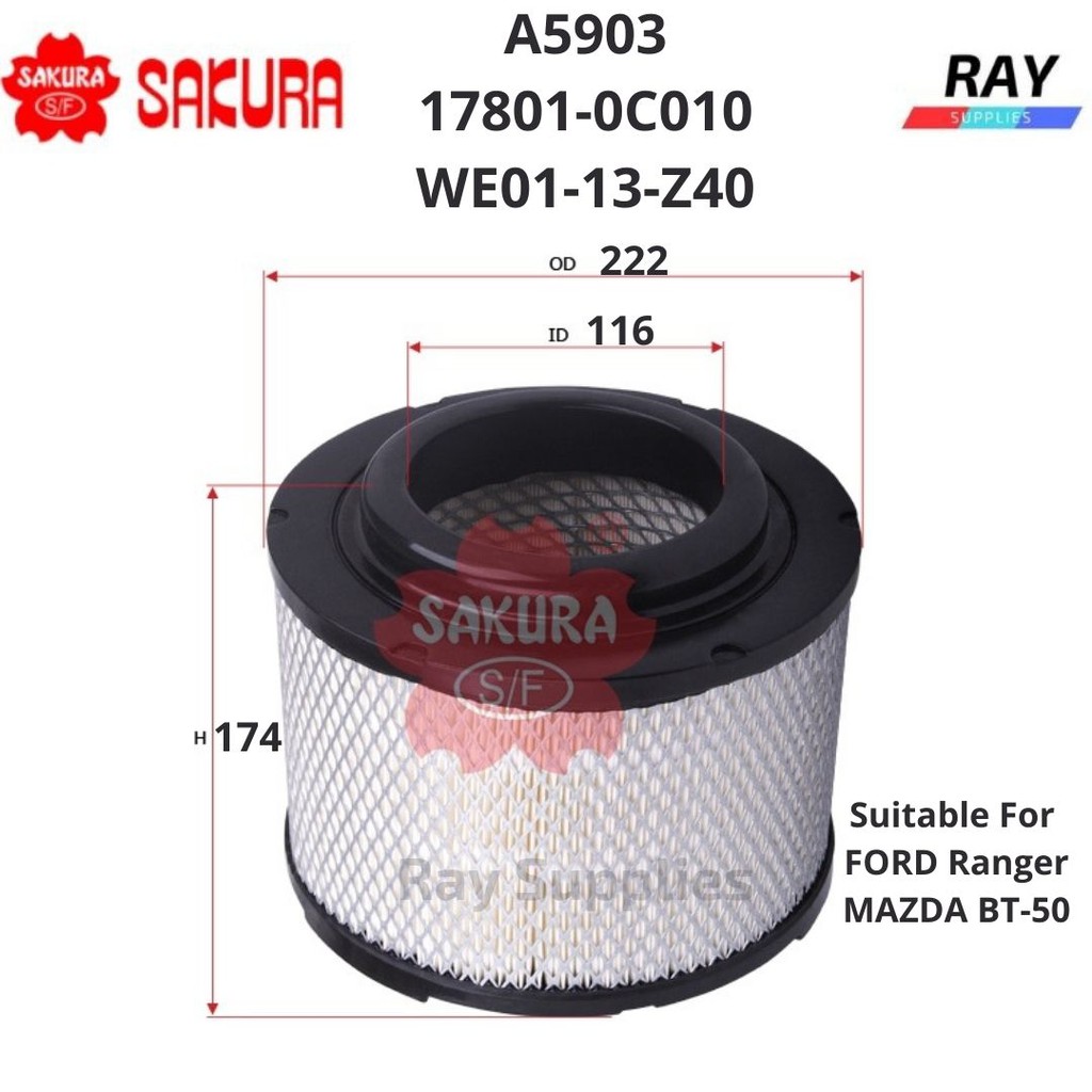 SAKURA AIR FILTER A5903 17801-0C010 WE01-13-Z40 FORD Ranger ,MAZDA BT ...