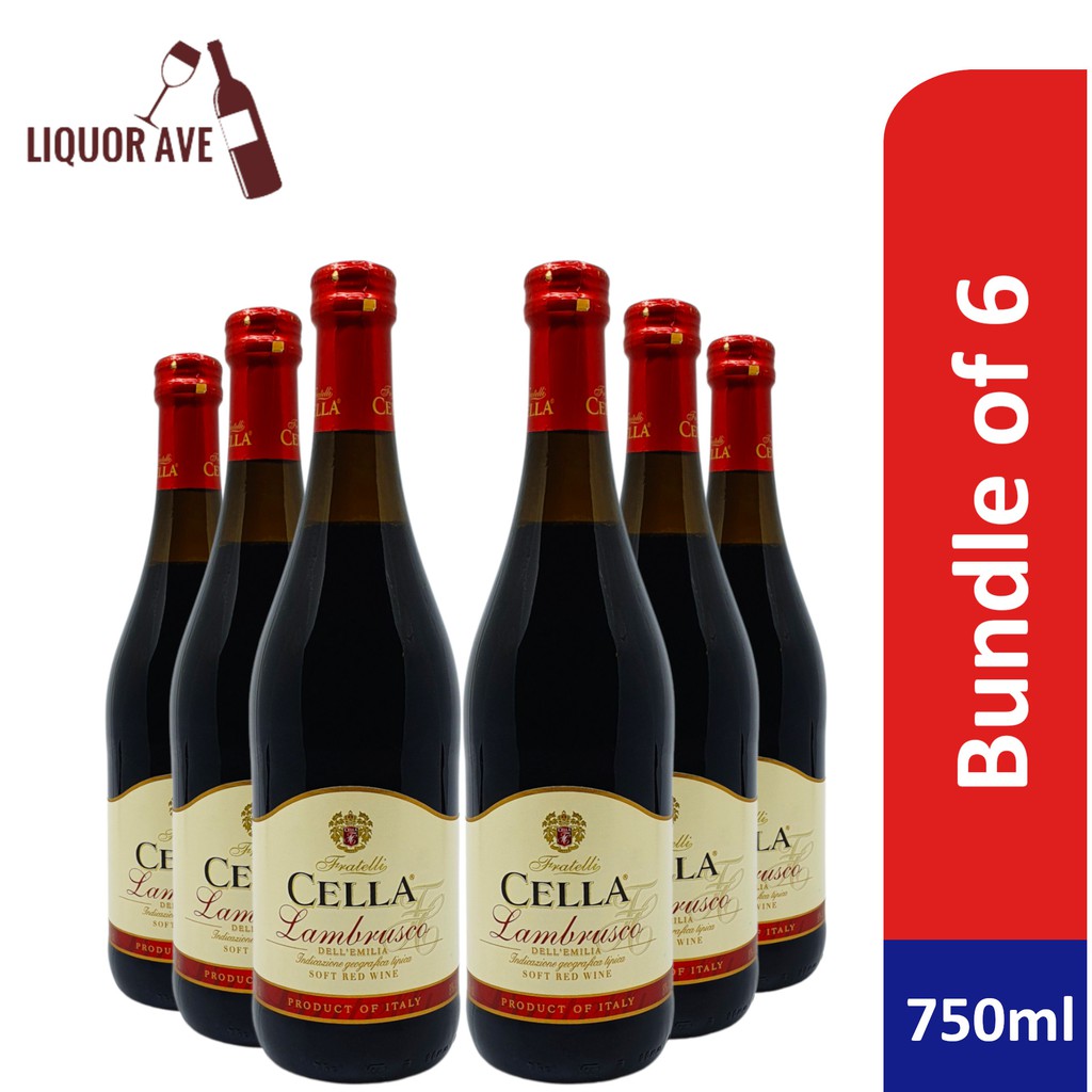 [Bundle of 6] Cella Lambrusco Soft Red Wine 750ml (8% Alc) | Shopee ...