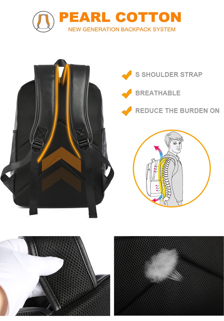 Leacat Men's Backpack PU Leather School Backpack Fashion Waterproof ...