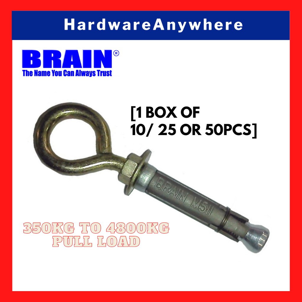 BRAIN OAC Expansion Eye Bolt [1Box] - Closed End Eye Bolt/ Torque ...