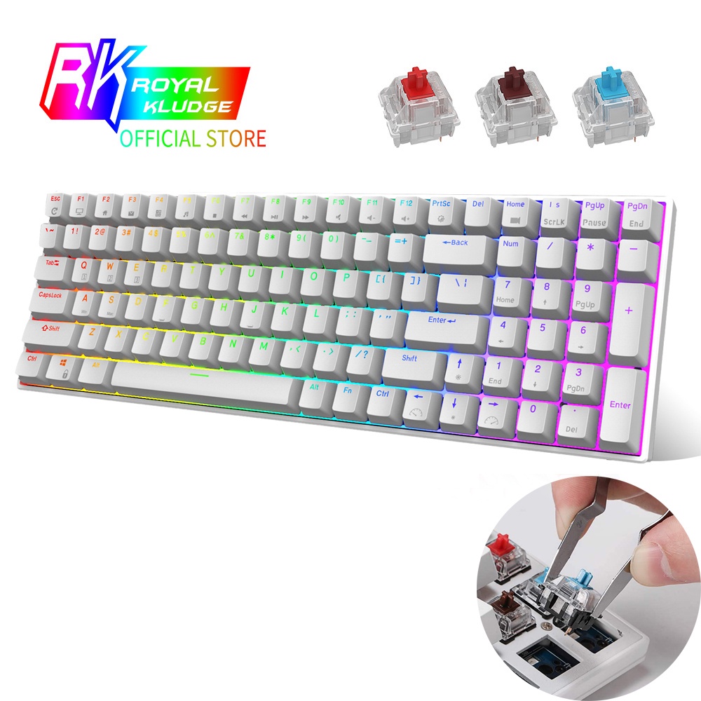 RK100(RK860) 2.4G Wireless/Bluetooth/Wired RGB Mechanical Keyboard, 100 ...