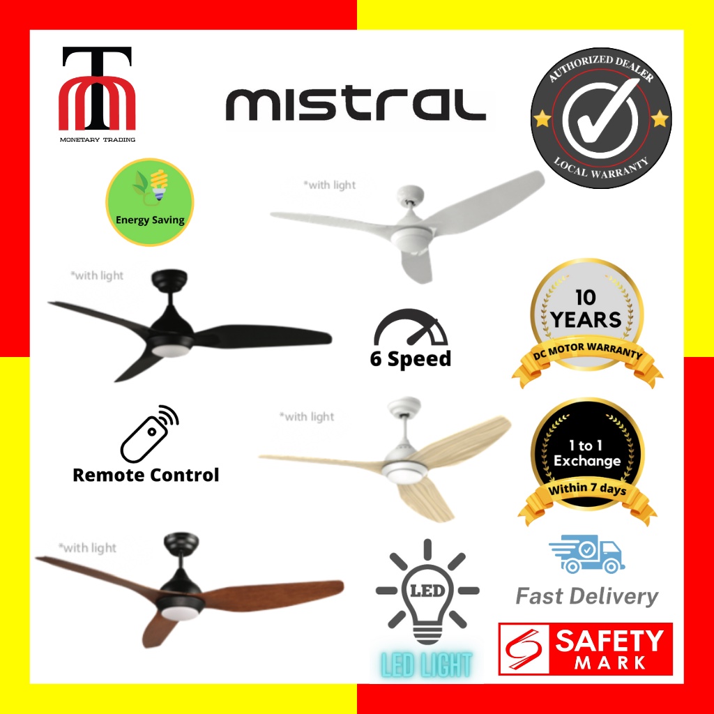 Mistral D-fan 50" DC Motor Remote Ceiling Fan With 20W LED Light ...