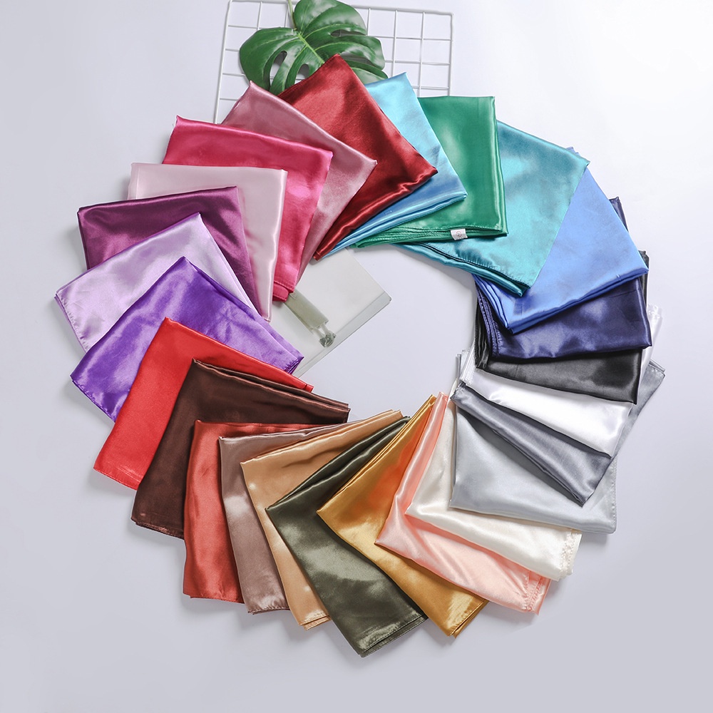 Solid Color Silk Scarf 90*90cm Satin Satin Scarf Scarf Plain Color Silk ...