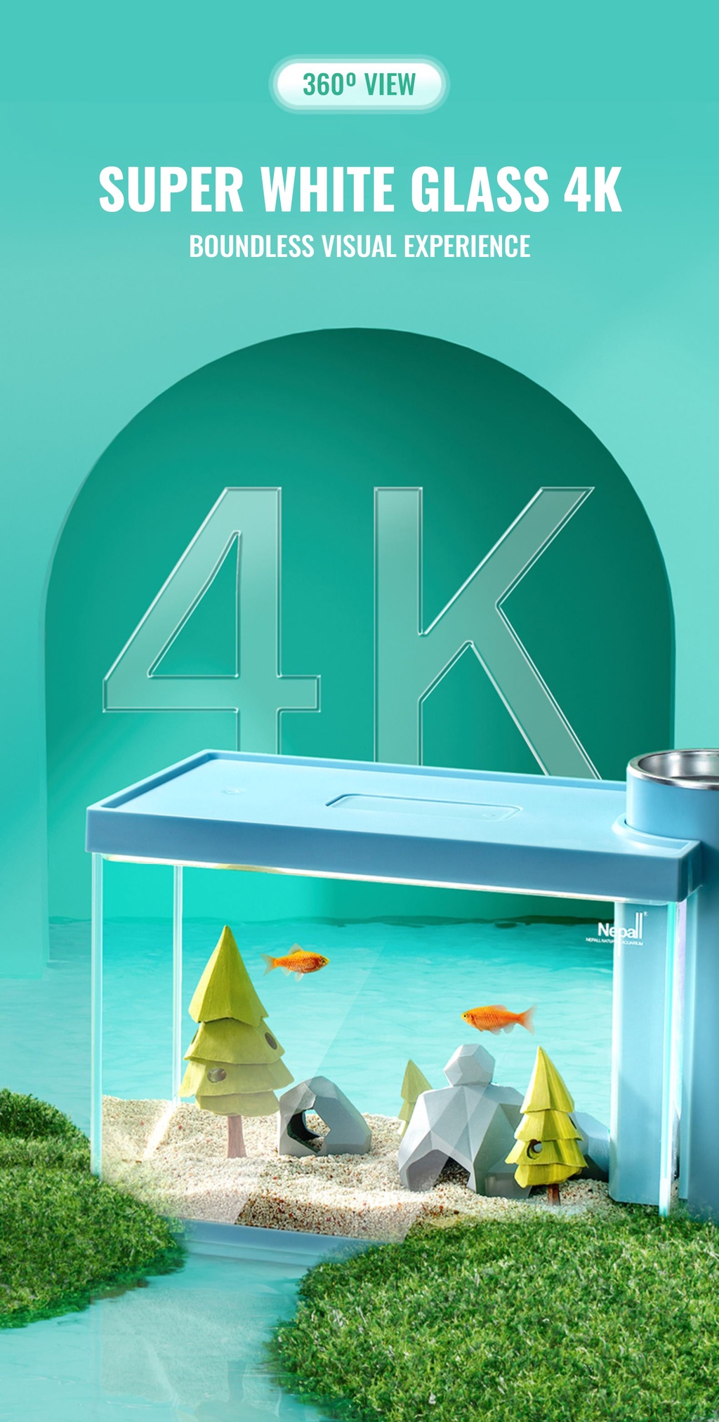 Nepall Mini Desktop Fish Tank, Ecological Glass Fish Tank With Filter ...