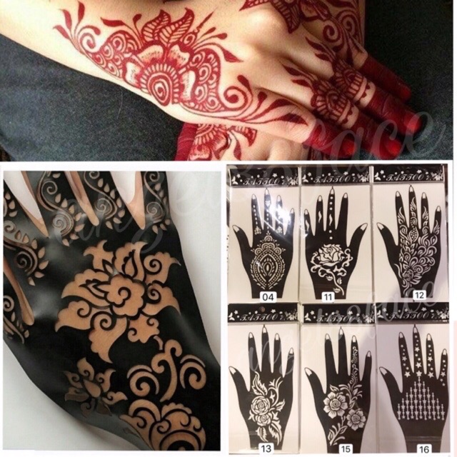 Henna Stencil / Henna Sticker Viral 20 Pieces (10 pair) | Shopee Singapore