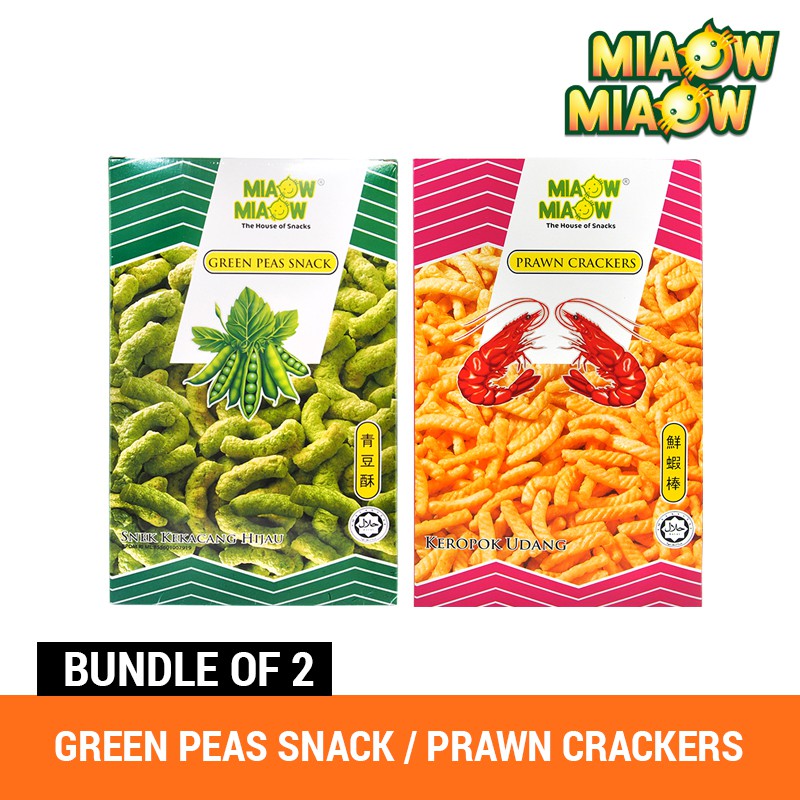 Miaow Miaow Prawn Crackers / Green Peas Snacks [Bundle of 2] | Shopee ...