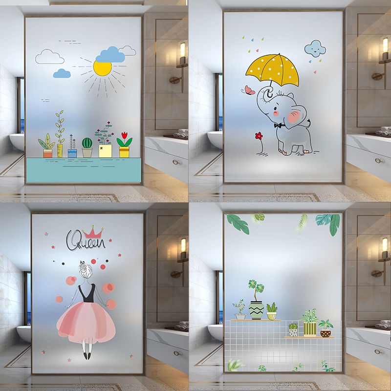 Window Glass Stickers Frosted Transparent Opaque Toilet Bathroom Toilet ...