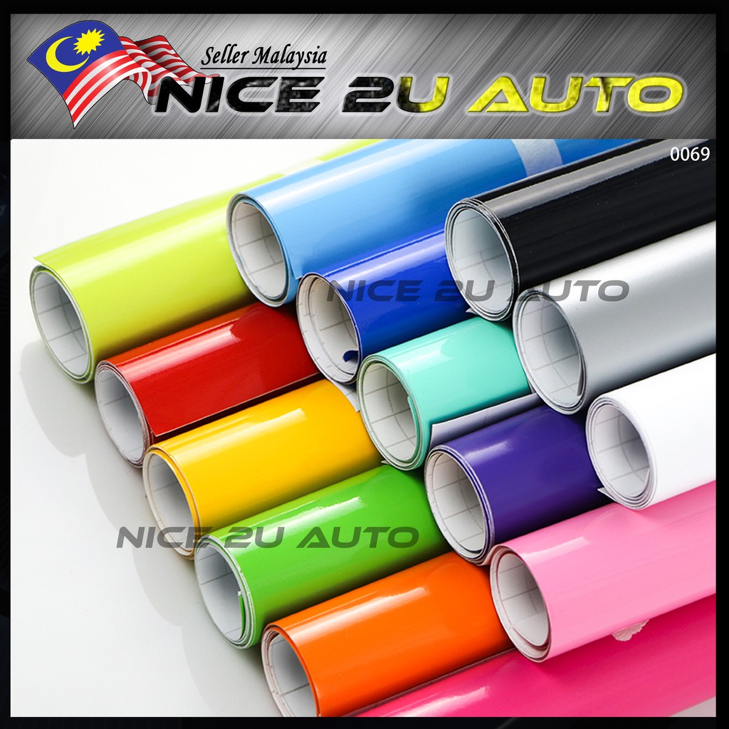 Glossy Color Car Sticker 30x152cm Vinyl Wrap Film Car Sticker Decals ...