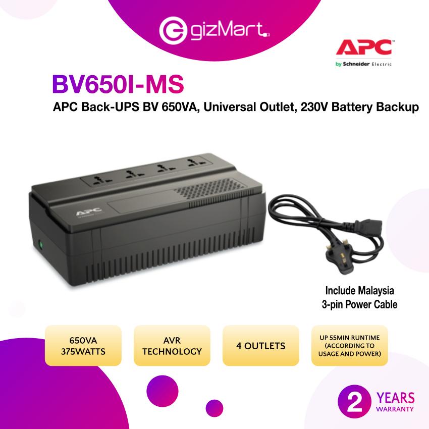APC Back-UPS BV 650VA, Universal Outlet, 230V Battery Backup (BV650I ...