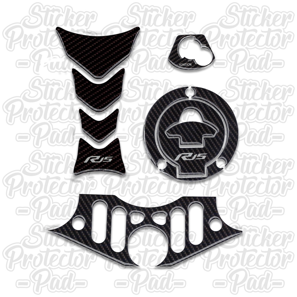 HITAM Yamaha R15 New V3 embossed sticker complete with fuelpad tankpad ...