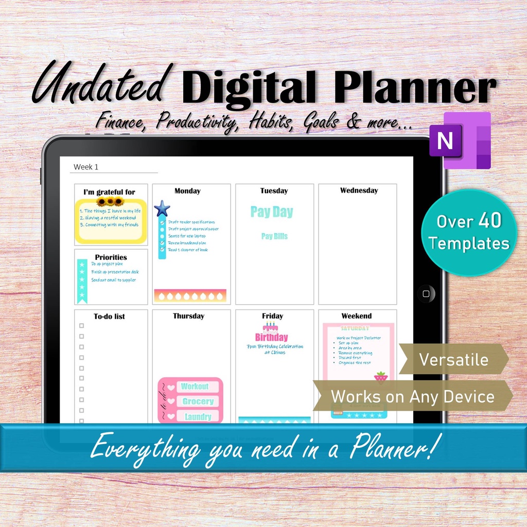 2024 OneNote Digital Planner, Undated Digital Planner for Ipad, OneNote ...